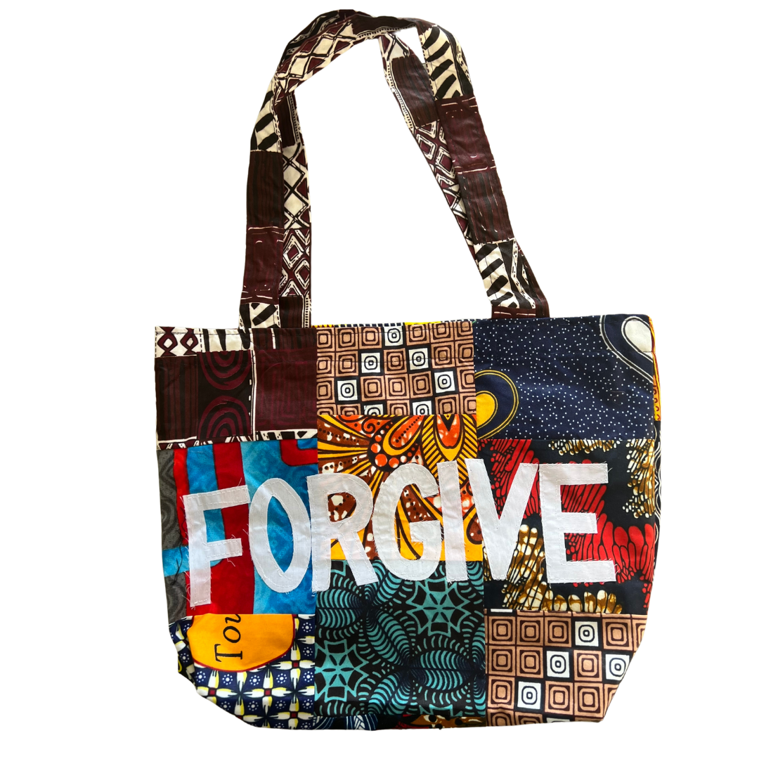 Rwandan Hand-Made Patchwork Fabric Forgive/Pray Tote Bags – www ...