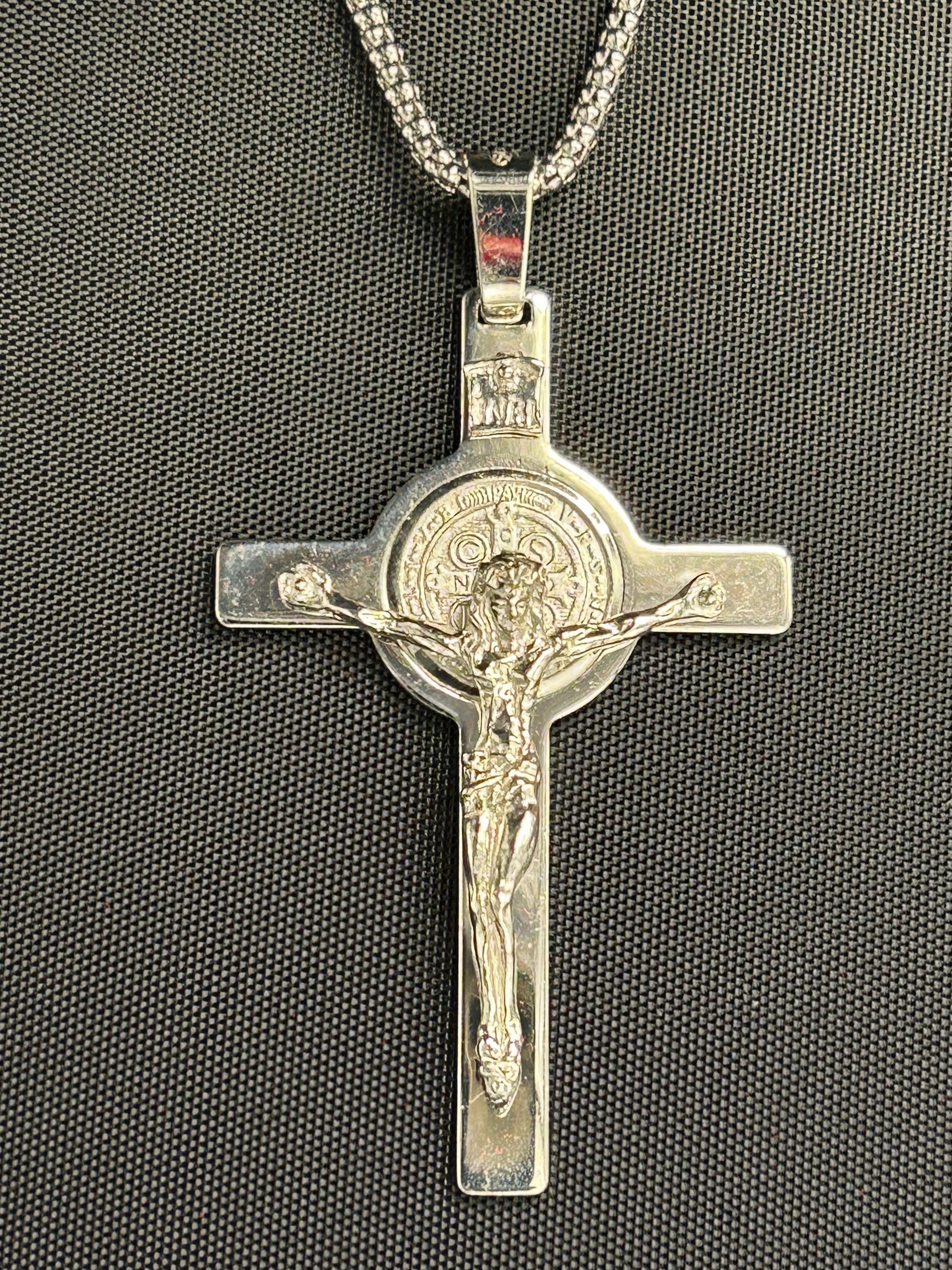 Large Solid Sterling Silver St. Benedict Crucifix with a Chain – www ...